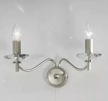 Kolarz Minelli бра двойное, декор хрусталь, 2хE14, 40W, выс 18см, шир 37см, мат никель
