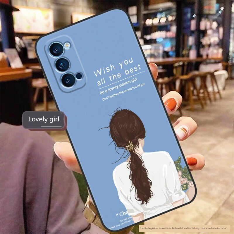 Силиконовый чехол для OPPO Reno4 Pro с дизайном Милый девушка и закаленным стеклом