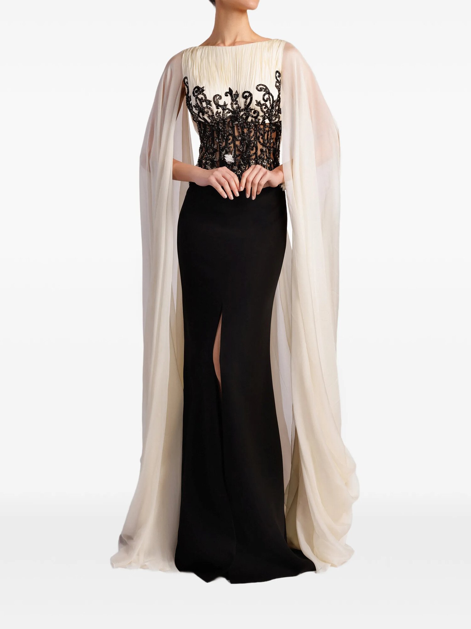 Накидка Embroidered cape-sleeve gown