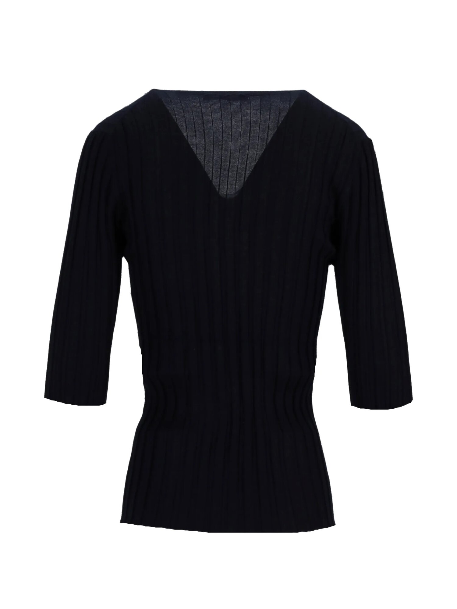 Топ LA ROSE Ribbed-knit V-neck top, размер 44, black/black — фото 1