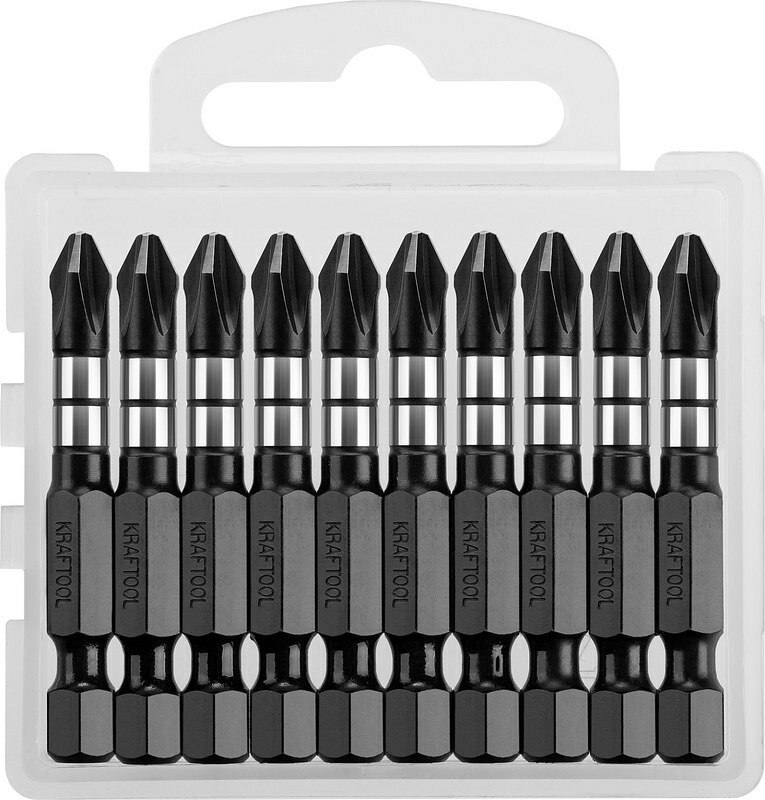 Биты Kraftool 26191-2-50-S10 Impact PH2, 50мм, 10 шт, ударные