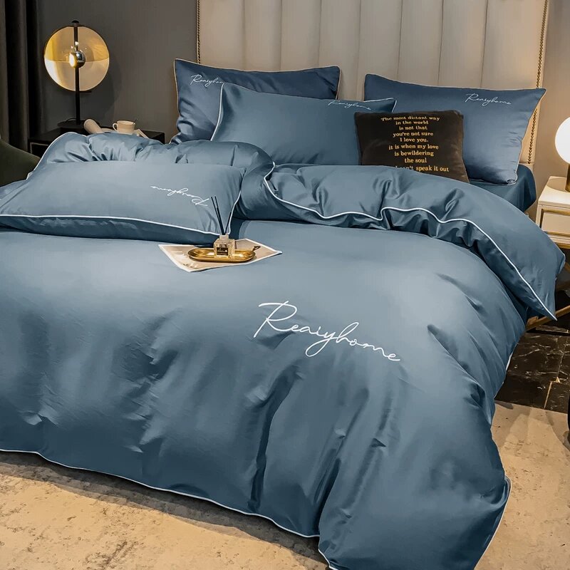 Комплект постельного белья Crystal Home Textiles класса люкс из 100% длинноволокнистого хлопка (140 нитей), 4 предмета:
