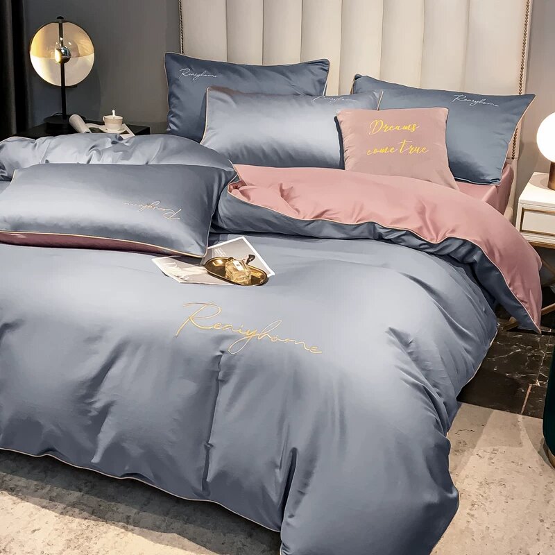 Комплект постельного белья Crystal Home Textiles класса люкс из 100% длинноволокнистого хлопка (140 нитей), 4 предмета: