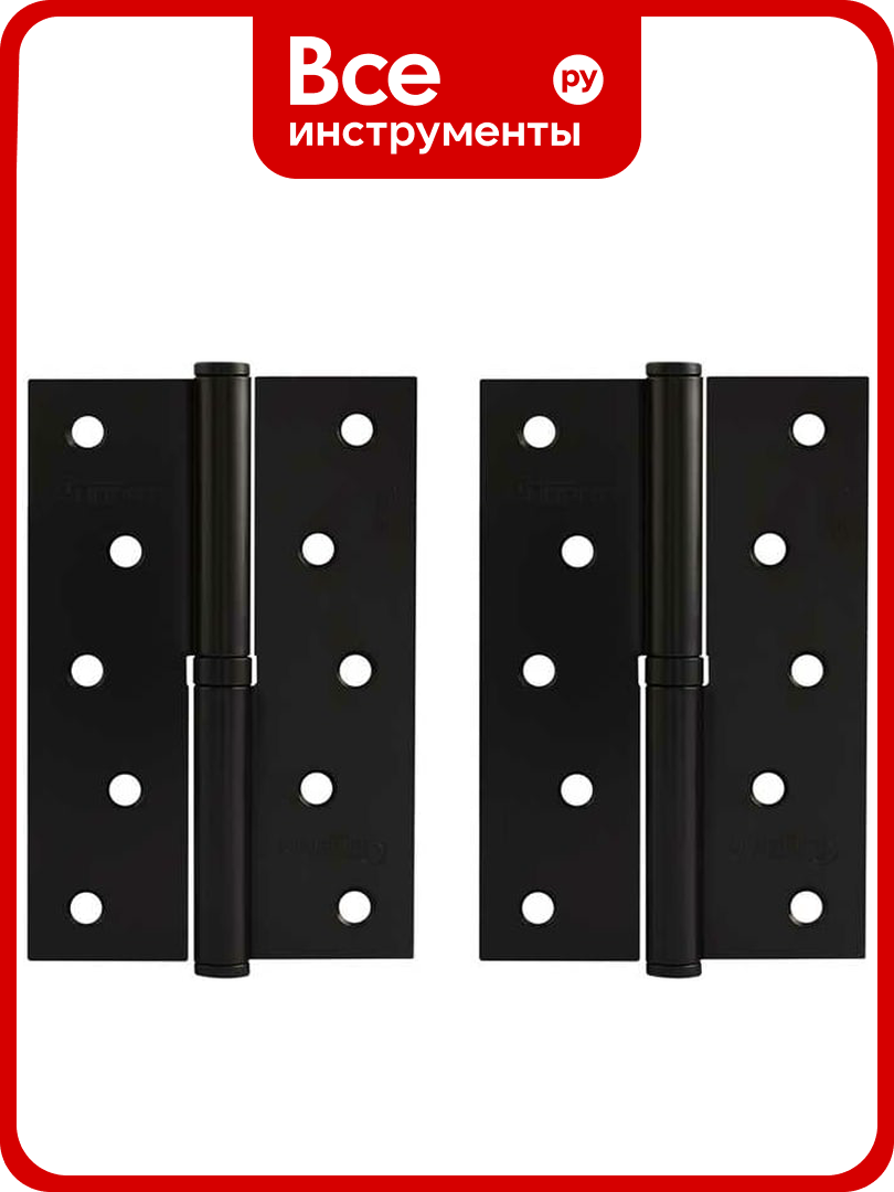 Врезные петли нора-м 750-5" ECO левые 120x80x2,5 черные, 2 шт. 18704