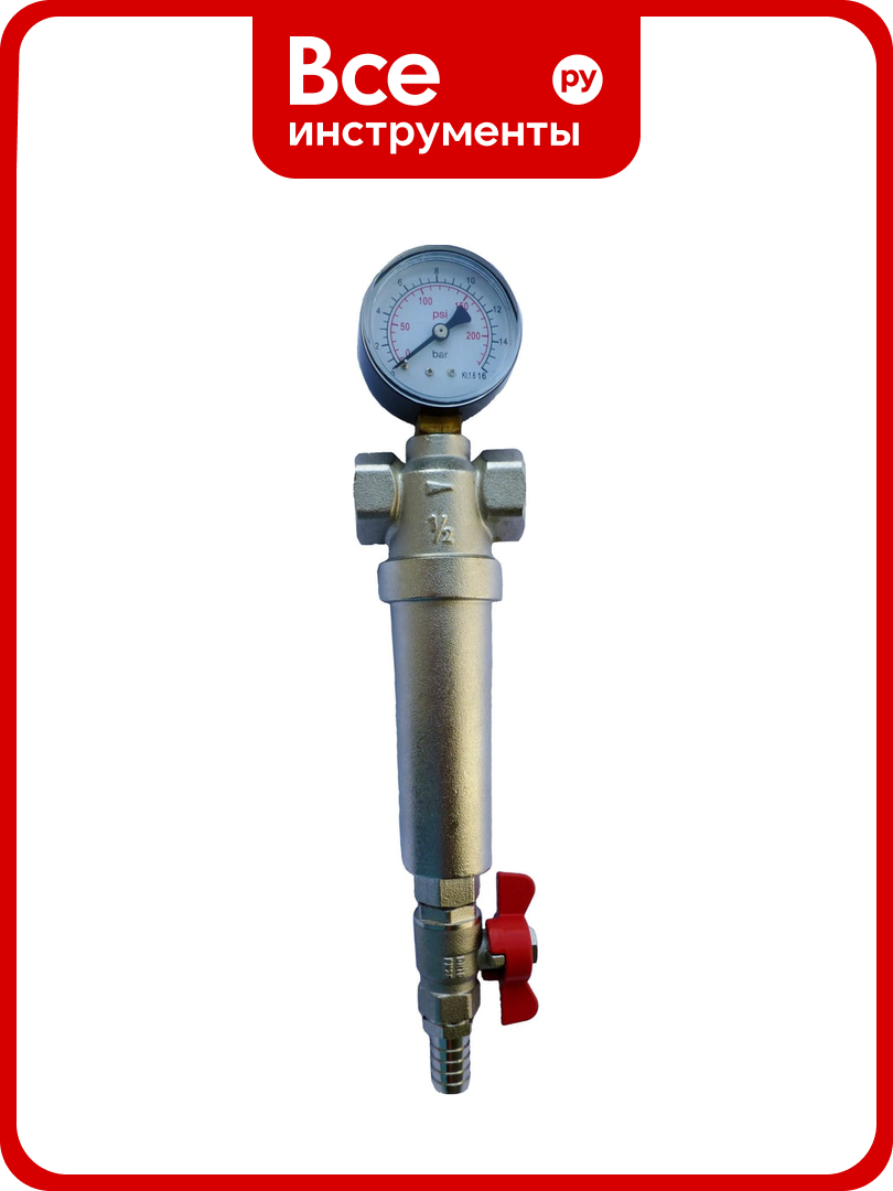 Фильтр механический самопромывной с манометром KROMWELL 1 KW. F60206