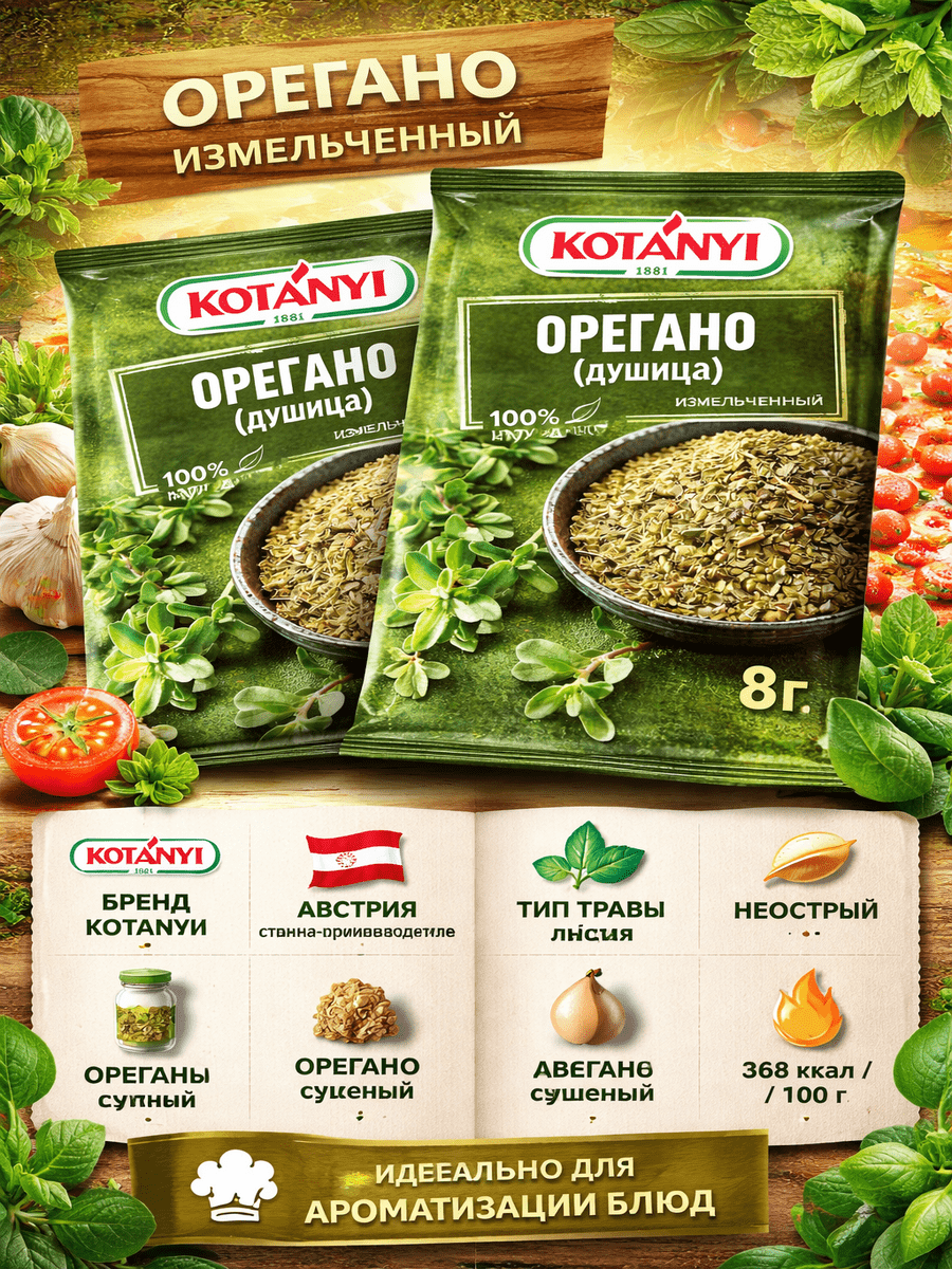 Орегано (душица) Kotanyi измельченный, 8г x 2 упаковки