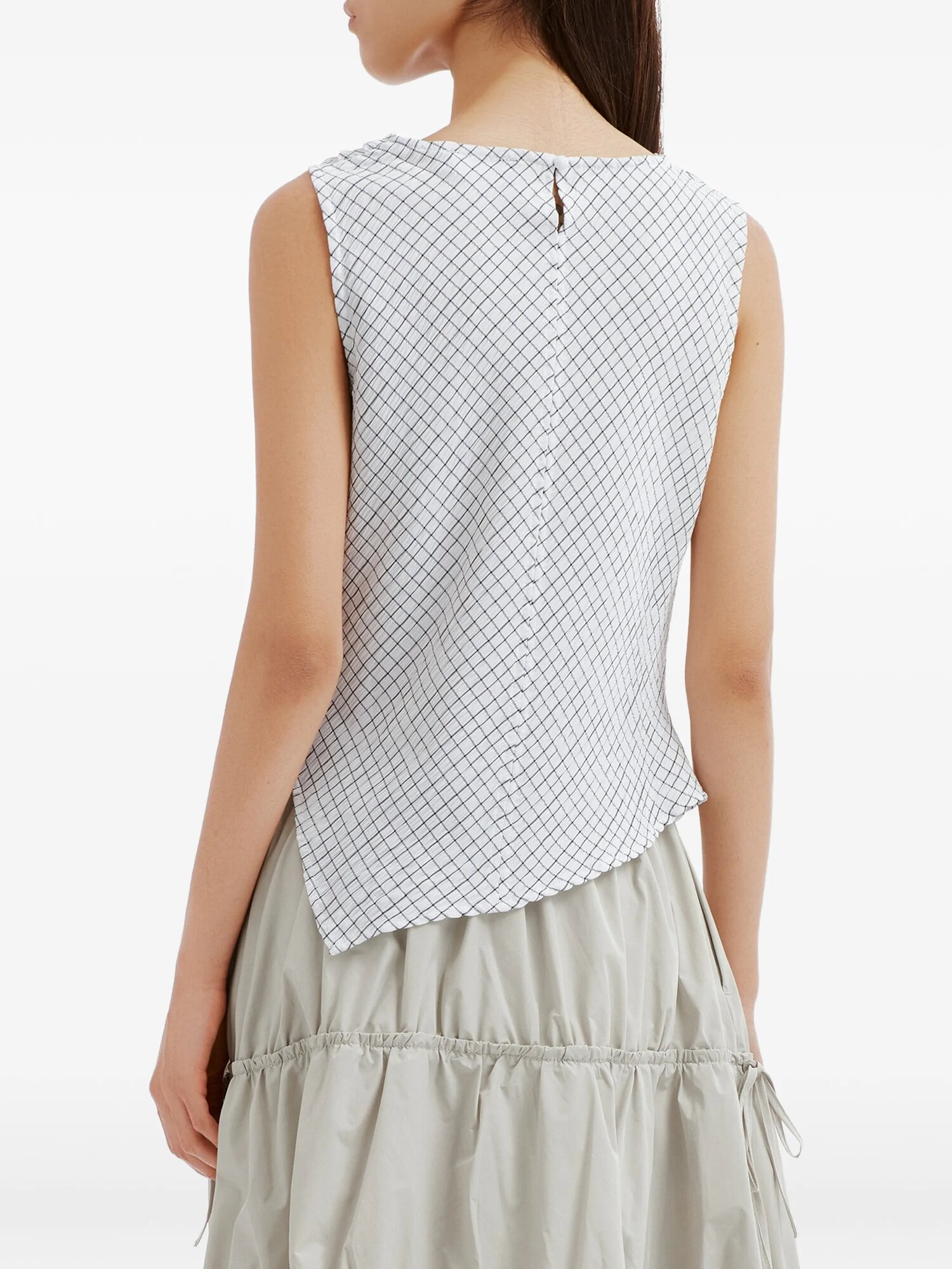 Топ tout a coup Check-print asymmetric top, размер 40, бежевый/белый — фото 1