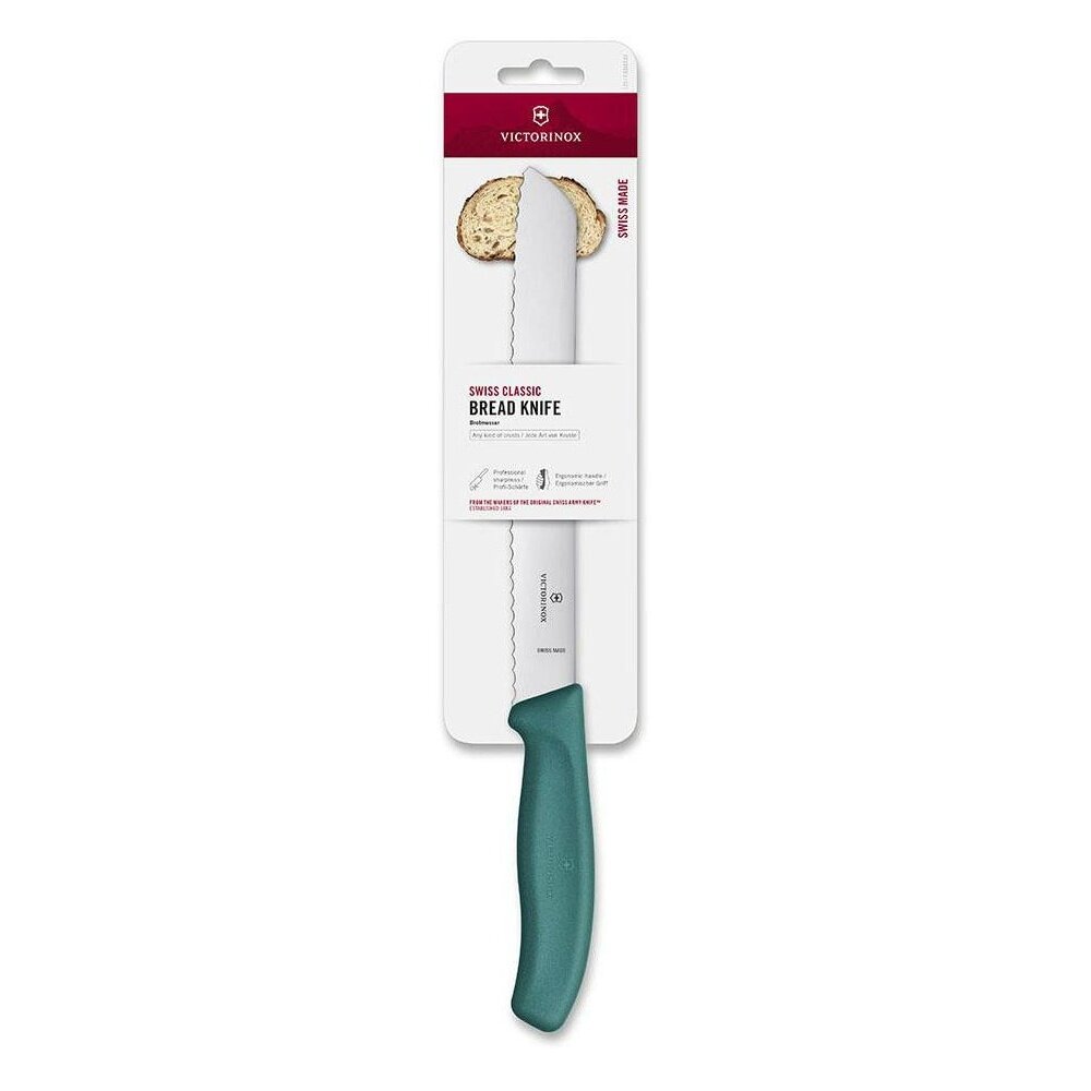 Victorinox Kitchen 6.8634.21C1B Нож для хлеба victorinox, лезвие волнистое 21 см, зеленый