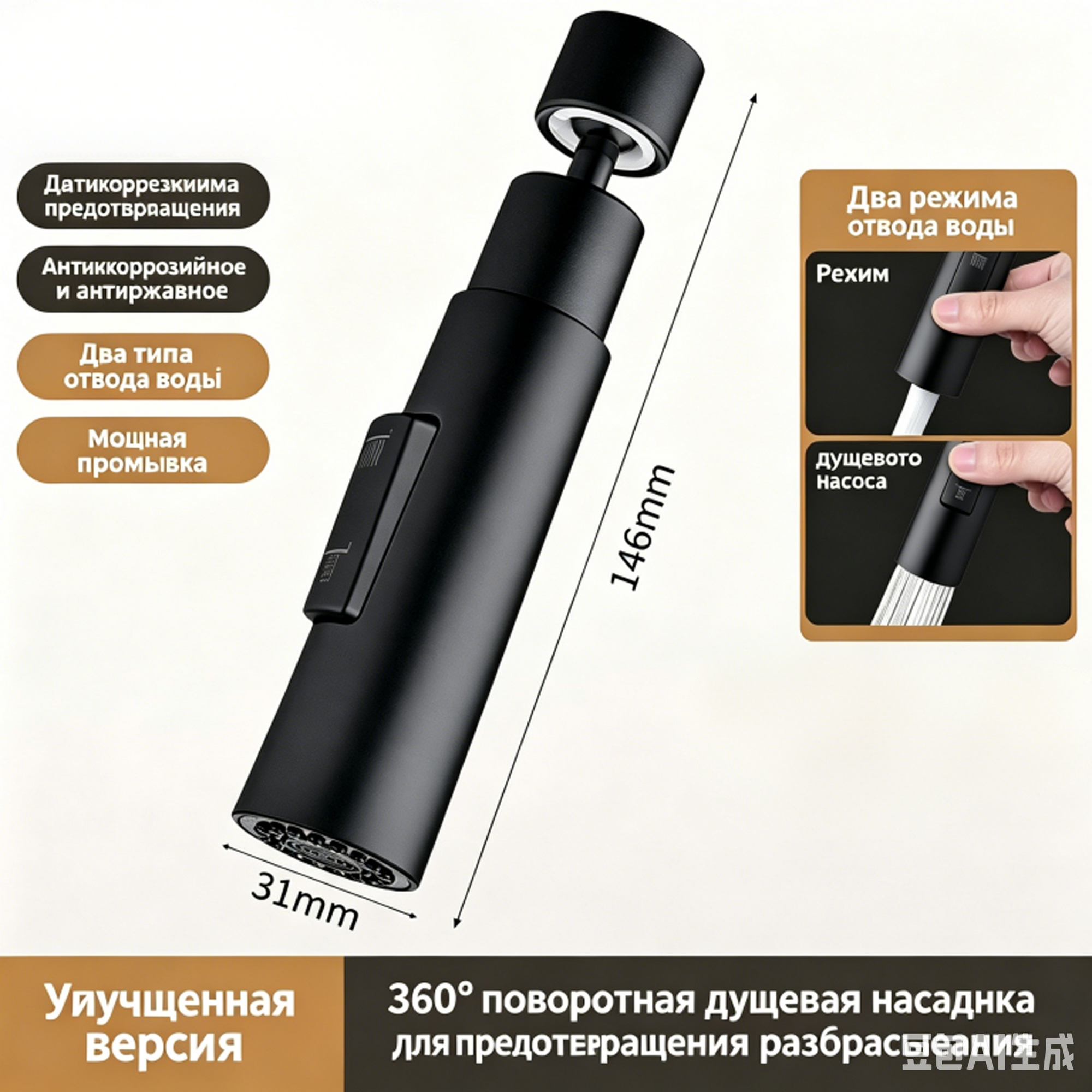 Насадка на кран, аэратор для смесителя поворотный. Цвет хром.--