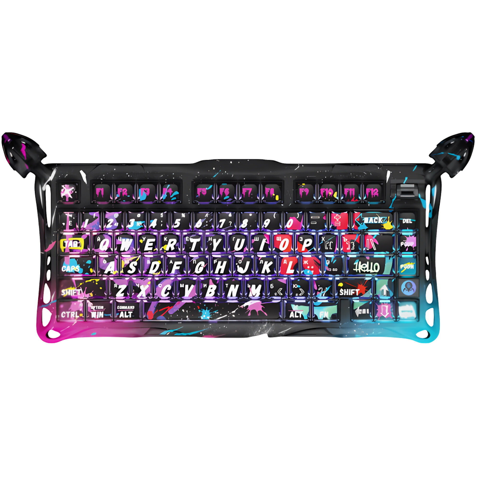 Проводная игровая клавиатура Gravastar Mercury V75 Pro CG BLK RU neon graffity с магнитными свитчами