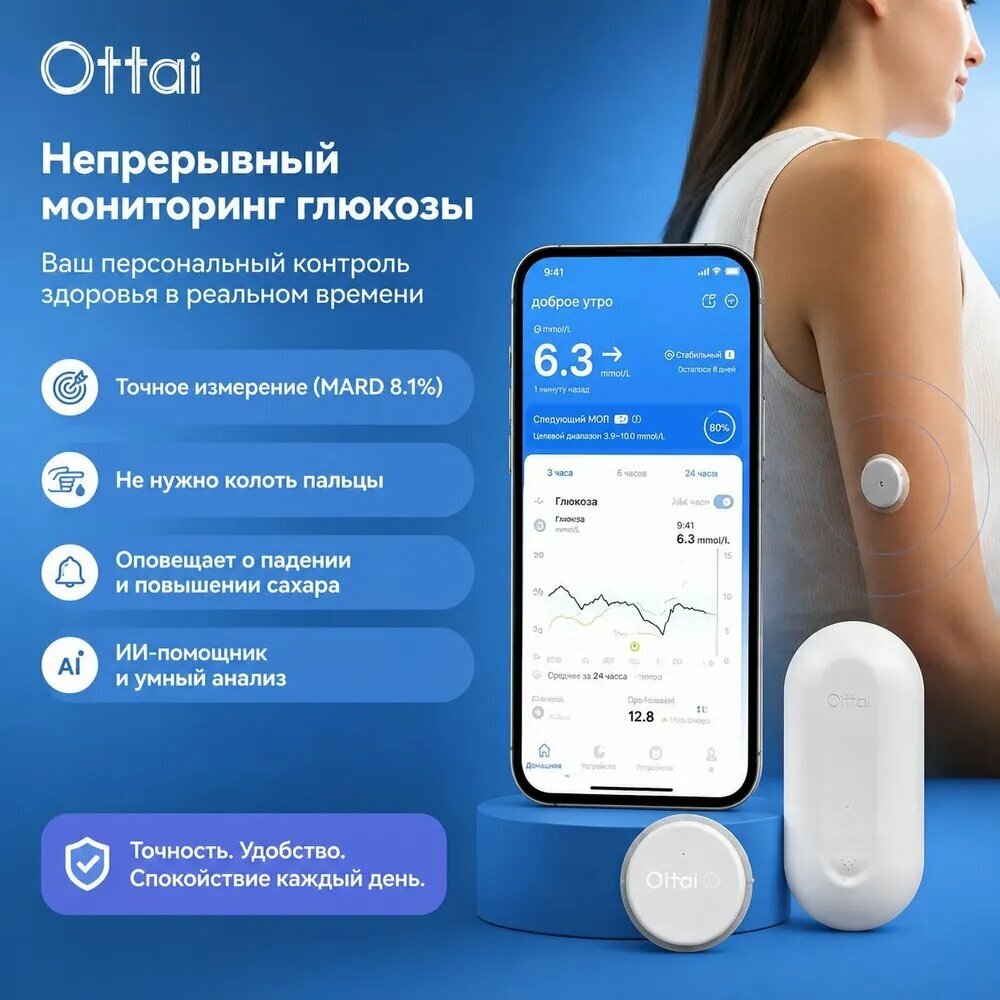 Оттай Датчик 4 шт. Системы мониторинга глюкозы Срок годности 10.2026