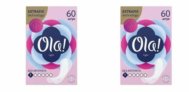 Ola! Прокладки ежедневные Light стринг-мультиформ, 60 шт, 2 упаковки