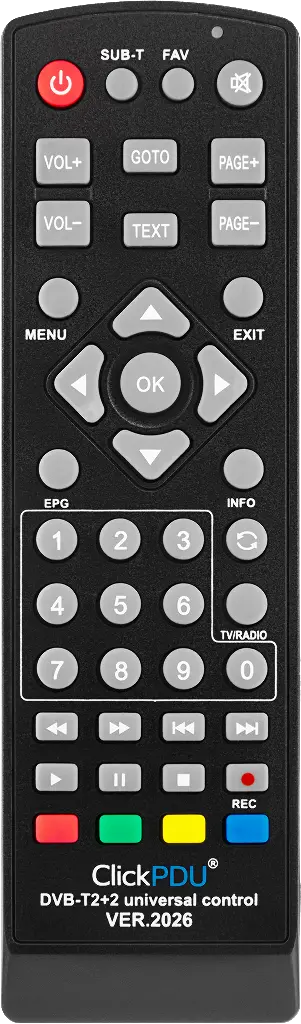 Пульт ДУ ClickPDU DVB-T2+2 универсальный для IPTV и ресиверо