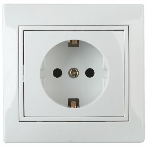 Розетка 1-м СП Plano 1Э-206-01 16А IP20 250В 2P+E Schuko защ. шторки без лапок бел. Intro Б0038831