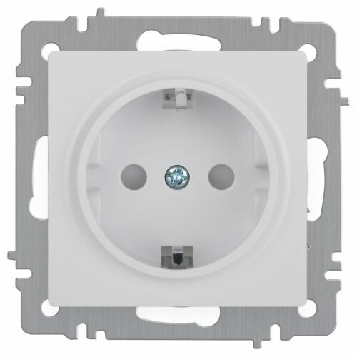 Розетка 1-м СП Accent 6-206-01 16А IP20 250В 2P+E Schuko защ. шторки AL/CU бел. Intro Б0063506