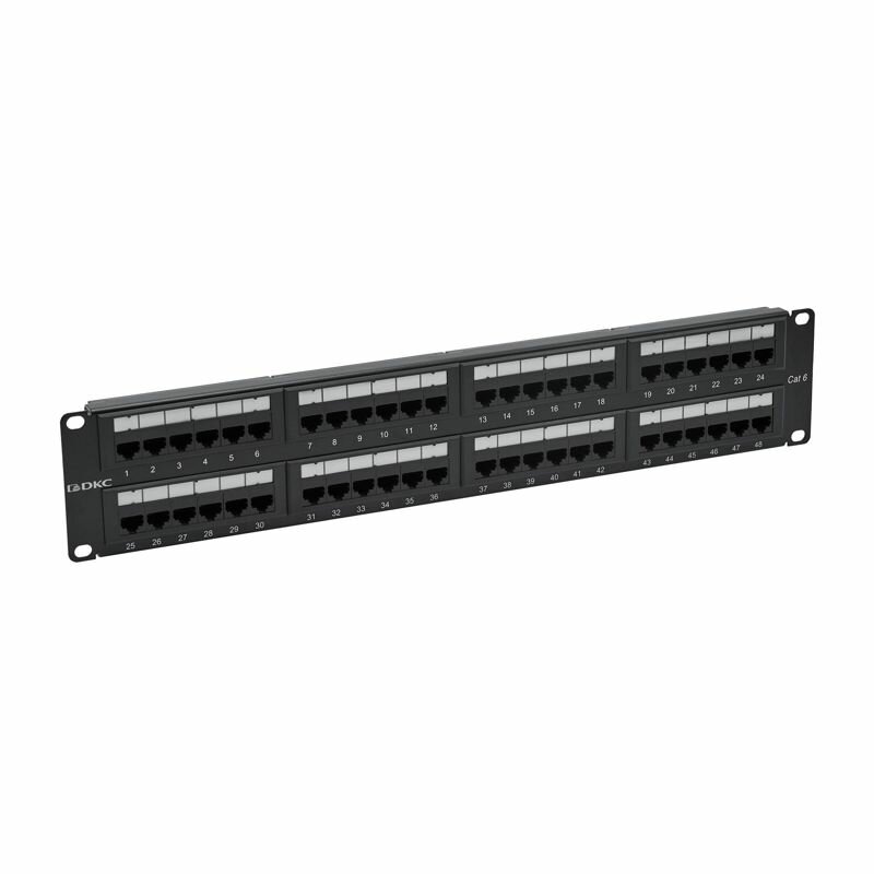 Патч-панель 19дюйм 2UCAT6 48 портов RJ45 неэкранированная DKC RN6PPU242