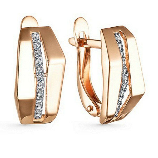 Серьги JEWELIN, красное золото, 585 проба, фианит