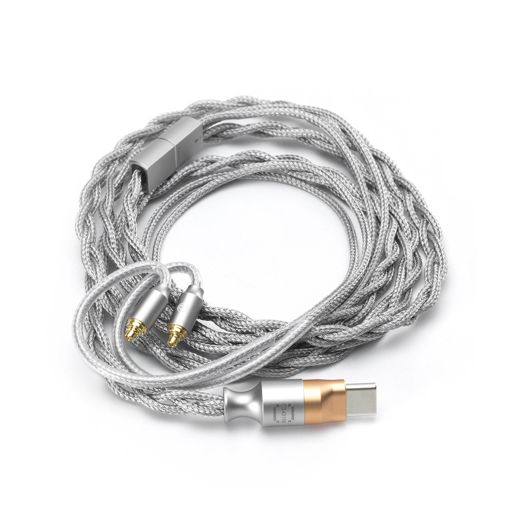 Сменный mmcx кабель ddHiFi M198C silver для наушников разьем USB-c