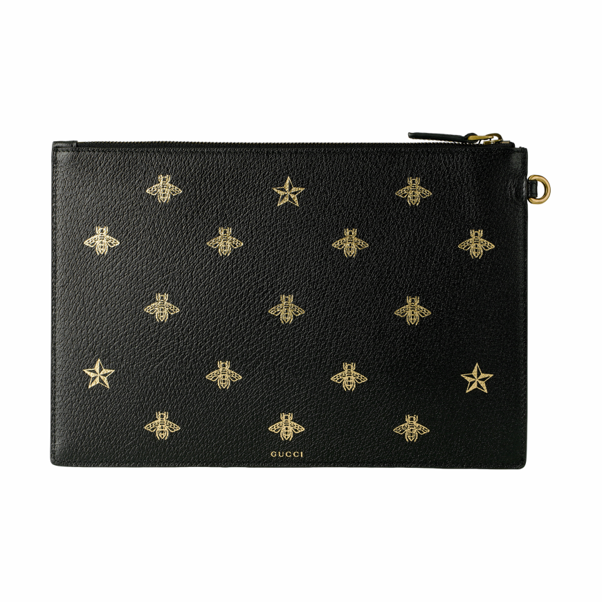 Сумка GUCCI, фактура тиснение, черный — фото 1