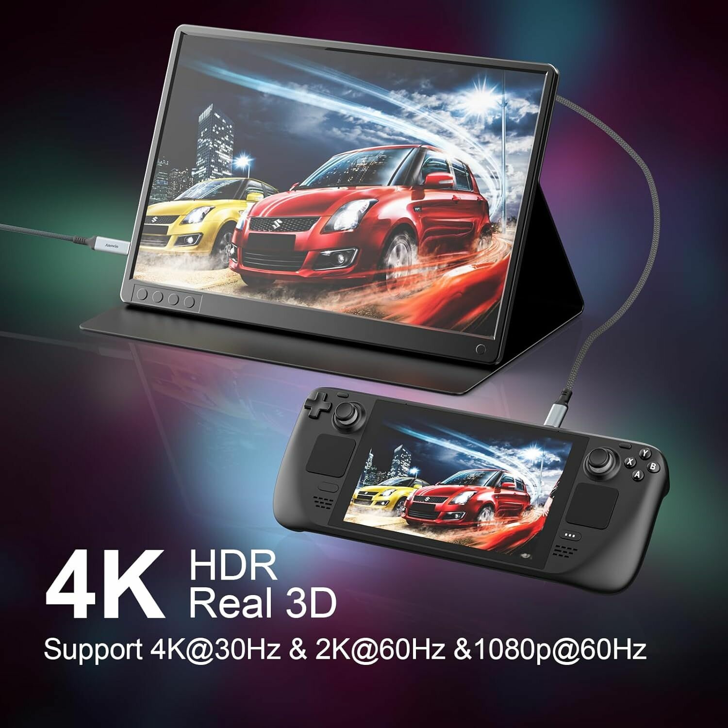 Кабель USB C - Mini HDMI 3FT (не HDMI) 4K@30Hz / 2K@60Hz Кабель Type - C для MacBook, iPad Pro, iPhone 15, Galaxy S23, Steam Deck, ROG Ally, ноутбуков и портативных мониторов