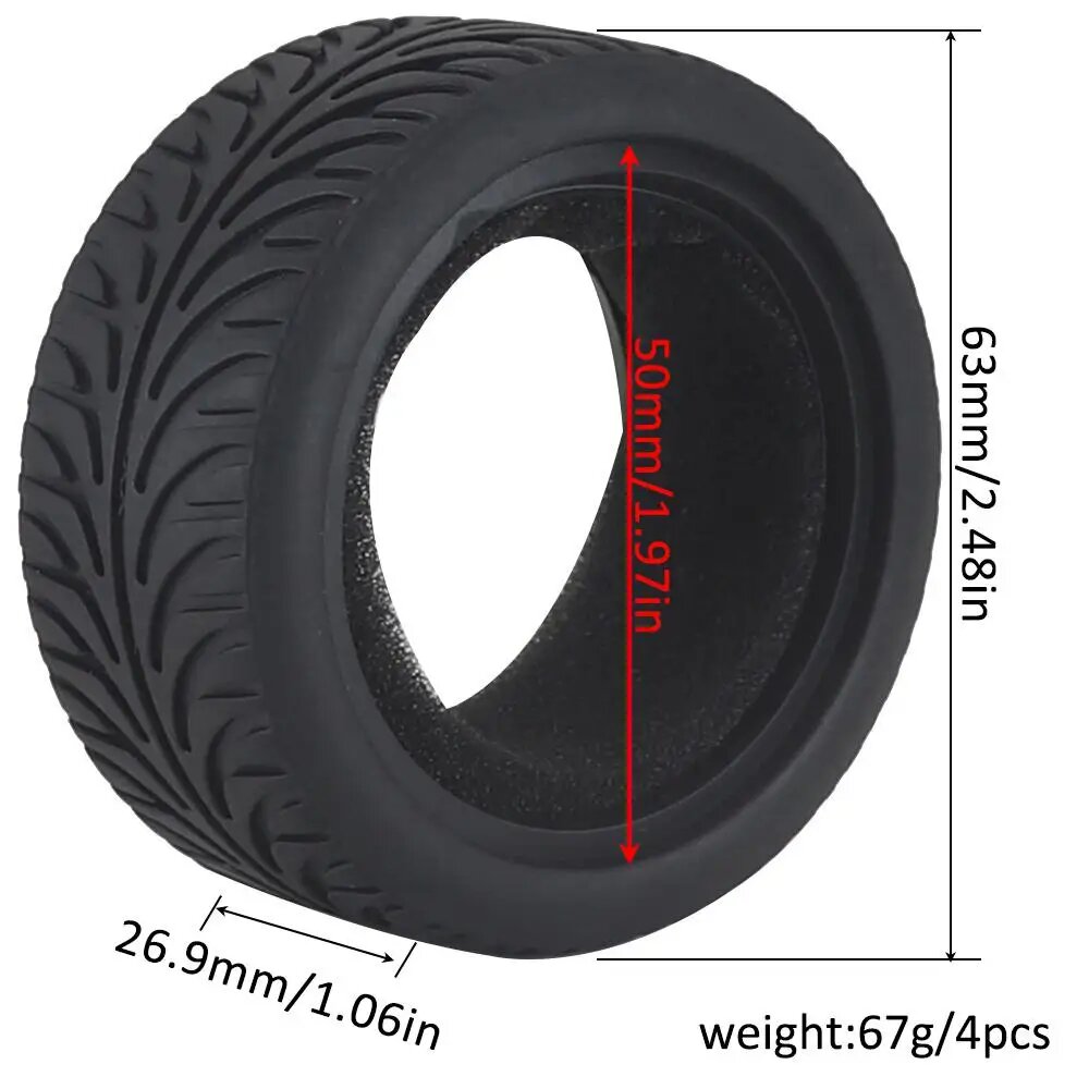 Шины для радиоуправляемых автомобилей HSP 94123 HPI Himoto FW06 TT01 63-68 мм A10-4pcs