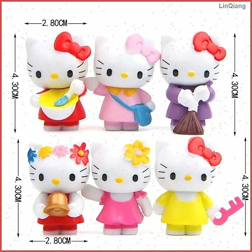 6шт hello kitty аниме фигурки хэллоу китти игрушки для детей подарочный набор