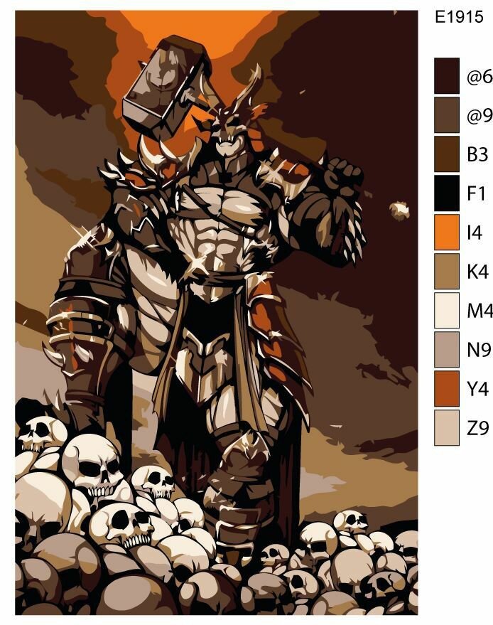 Детская картина по номерам E1915 "Игра Мортал Комбат (Mortal Kombat). Шао Кан" 20x30