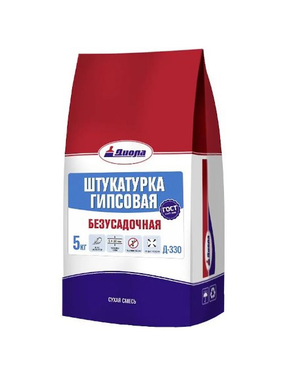 Штукатурка гипсовая Диола Д-330 5 кг для стен и потолков