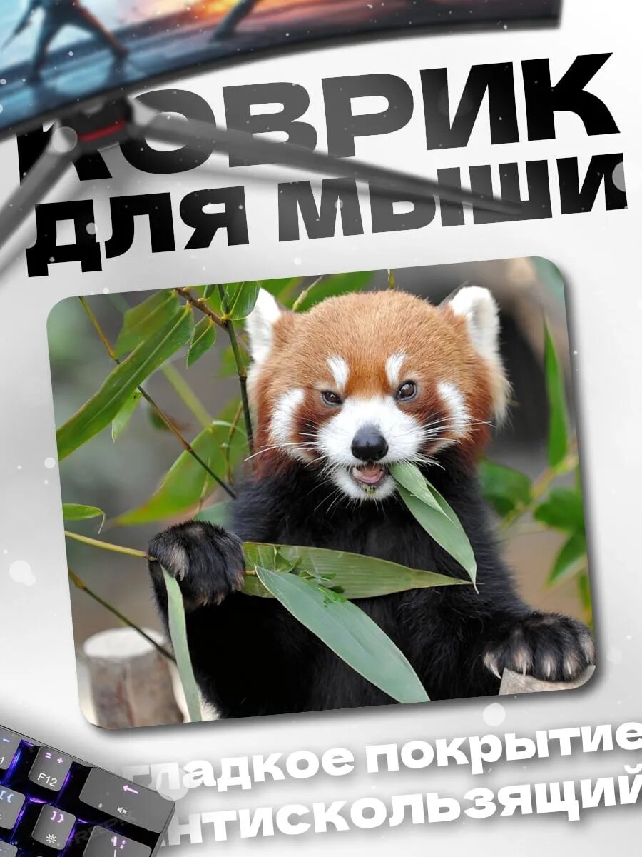 Коврик для мыши Красная панда ест