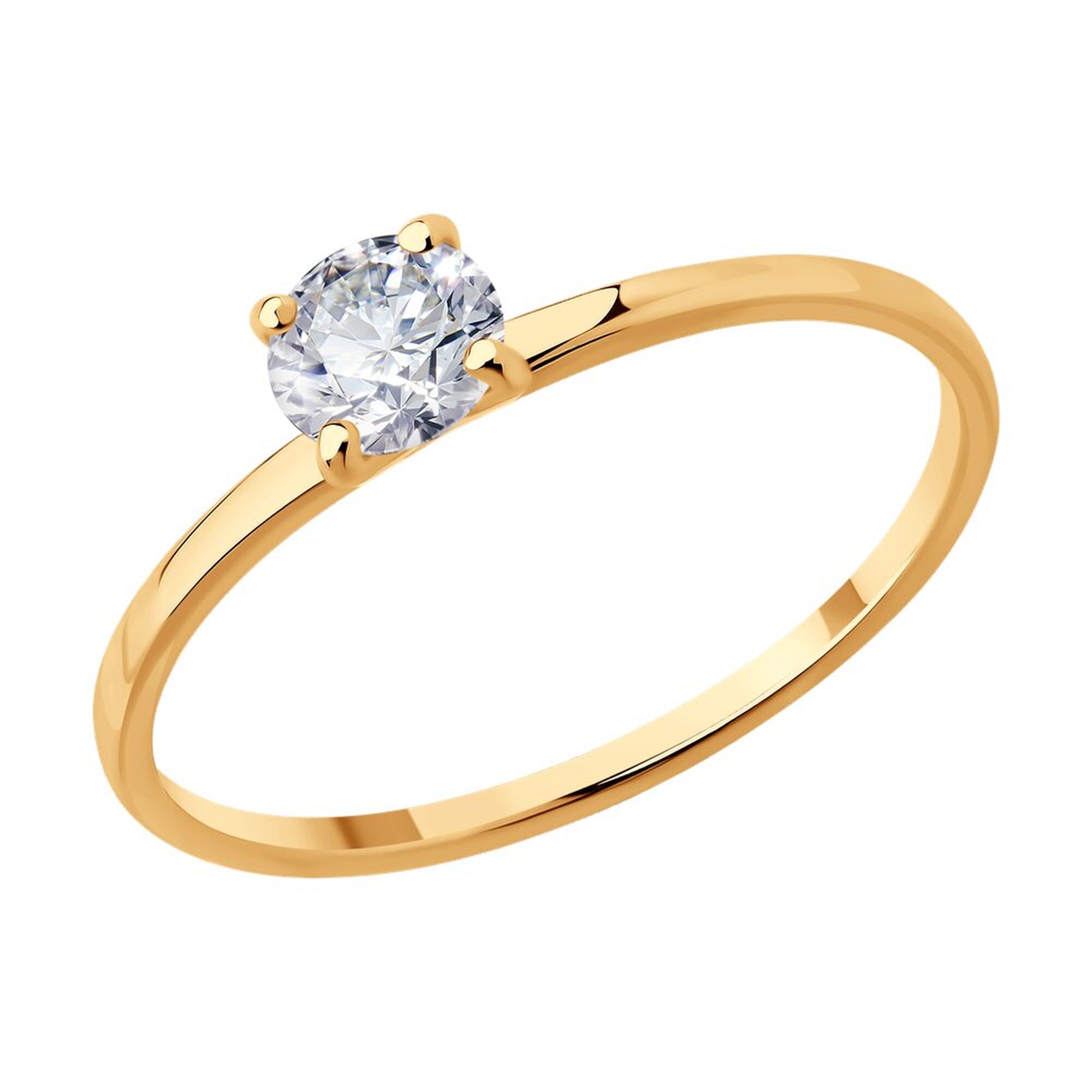 Кольцо Diamant online, красное золото, 585 проба, фианит