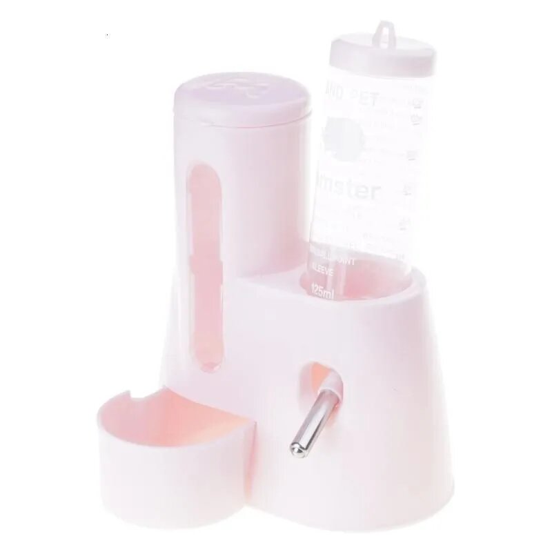 Автоматический кормушка-поилка для кроликов и песчанок, Розовый - 125ml