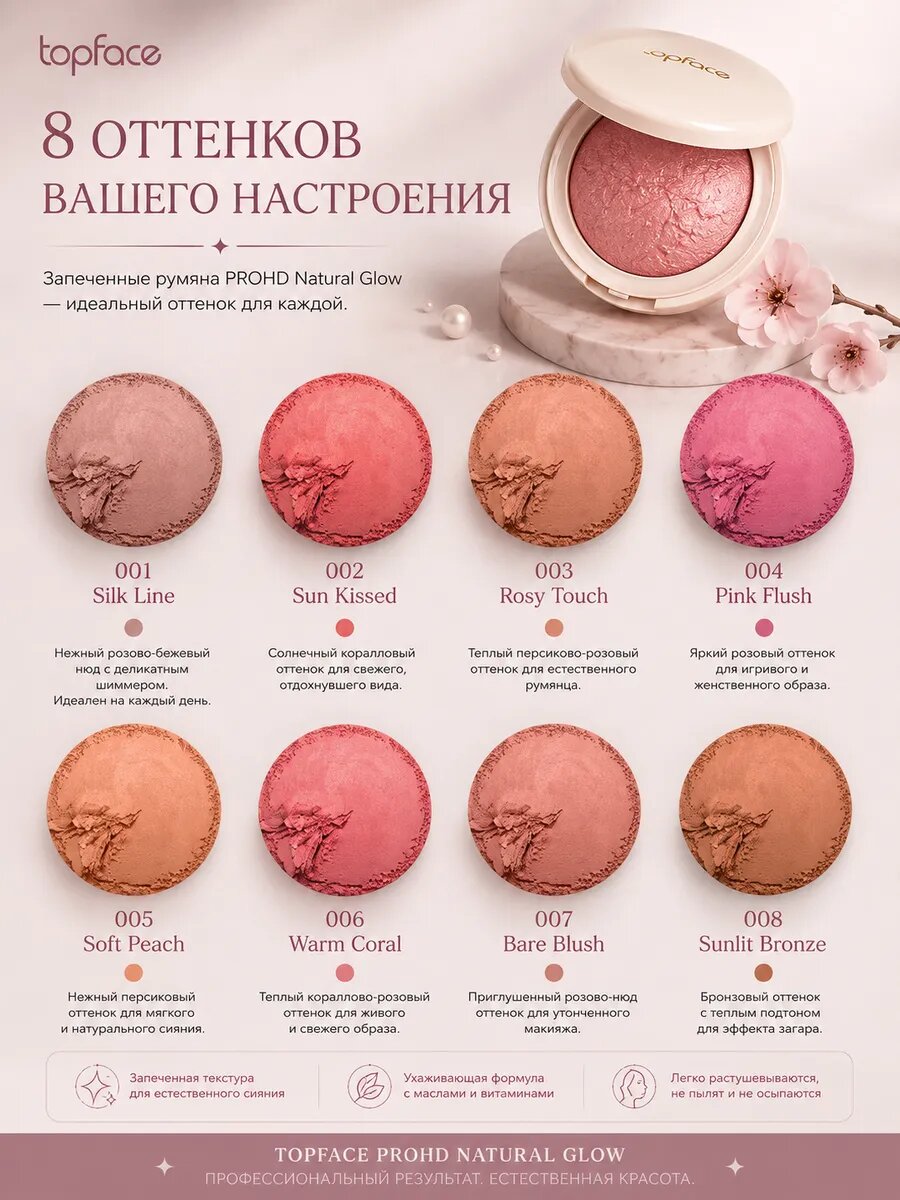 Topface Запеченные румяна для лица PROHD PT705.008