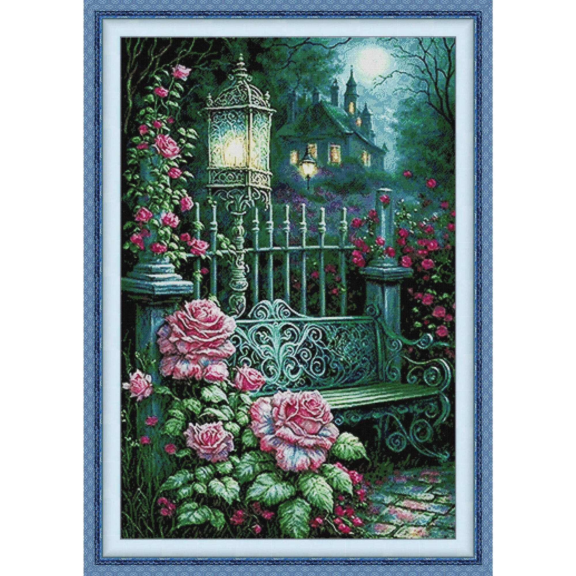 Набор для вышивки крестом Joy Sunday "Розовый сад в лунном свете" Printed Cloth, 14CT