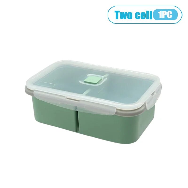 Многосекционный силиконовый ланч-бокс зеленый Two cell-1PC