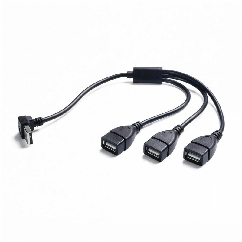 (1 шт.) Угловой разветвитель USB (male) на 3 порта USB (female) изгиб вверх