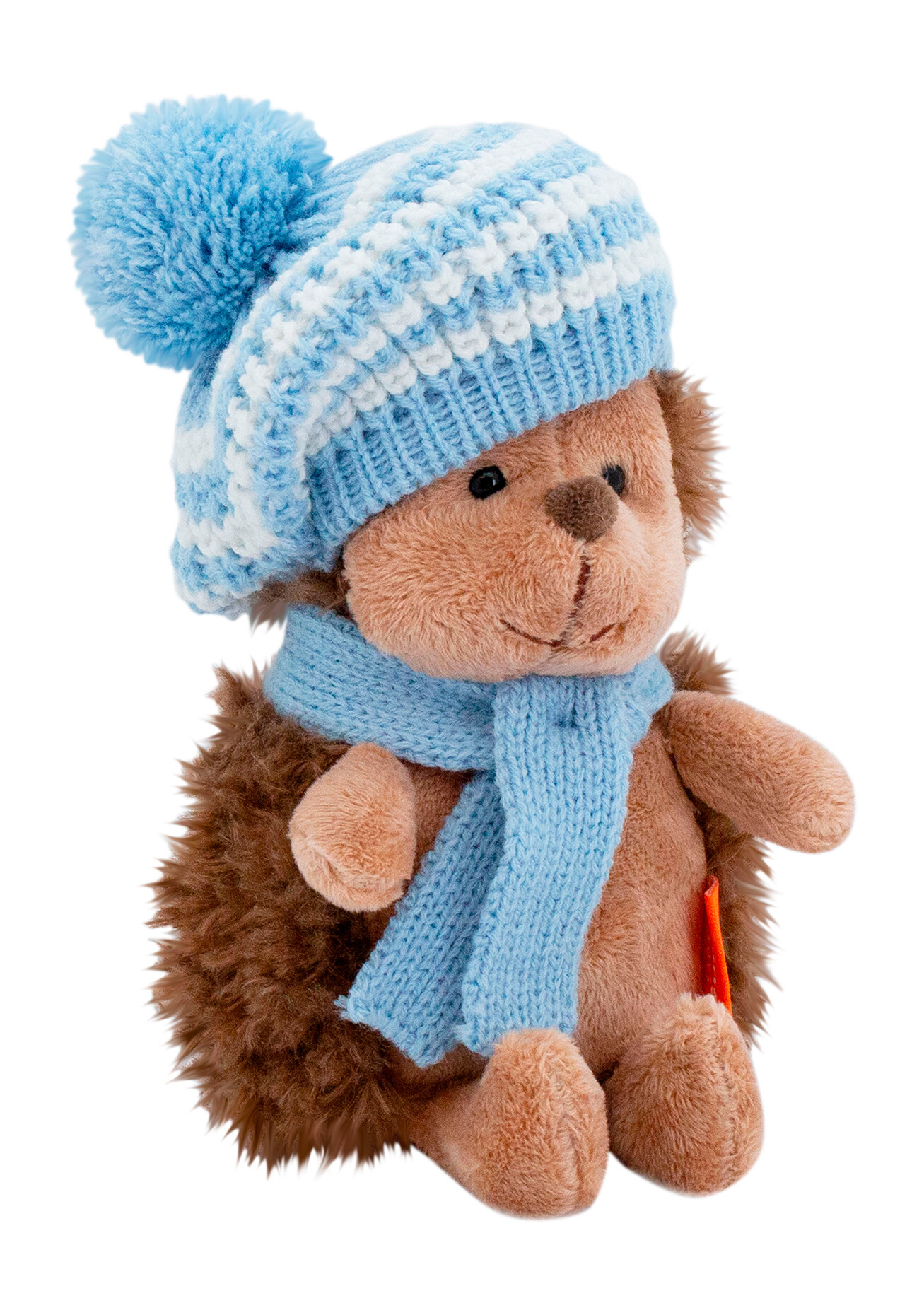 ORANGE TOYS Детская мягкая игрушка Ежик Колюнчик в голубом берете в полоску, 15 см
