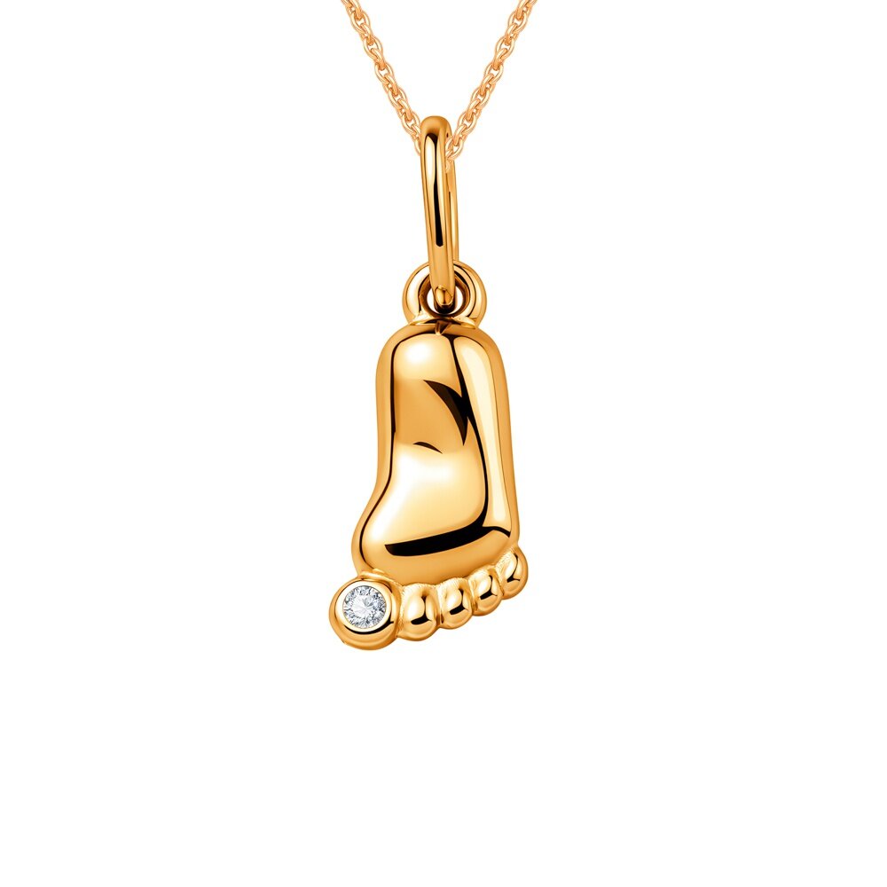Подвеска, серебро, 925 проба, золочение, фианит