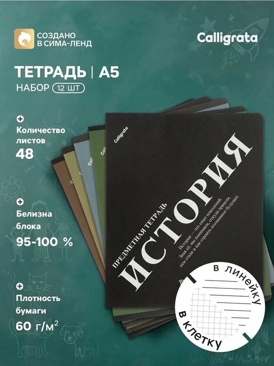 Практичный комплект школьных тетрадей из 12 штук