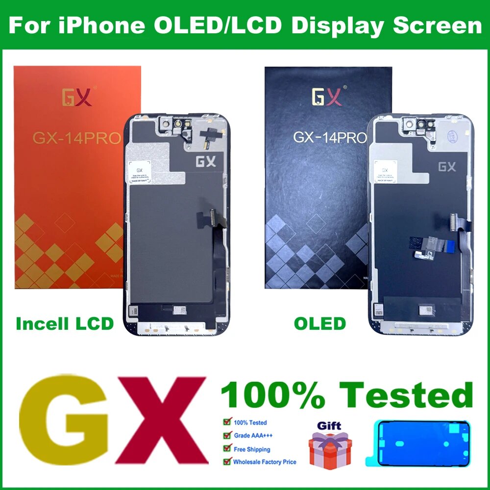 Дисплей GX OLED для iPhone 15 Pro Max, LCD для iPhone 11, 12, 14, 16 Plus, 13 Pro Max, XR, сенсорный экран, запасные части для замены.