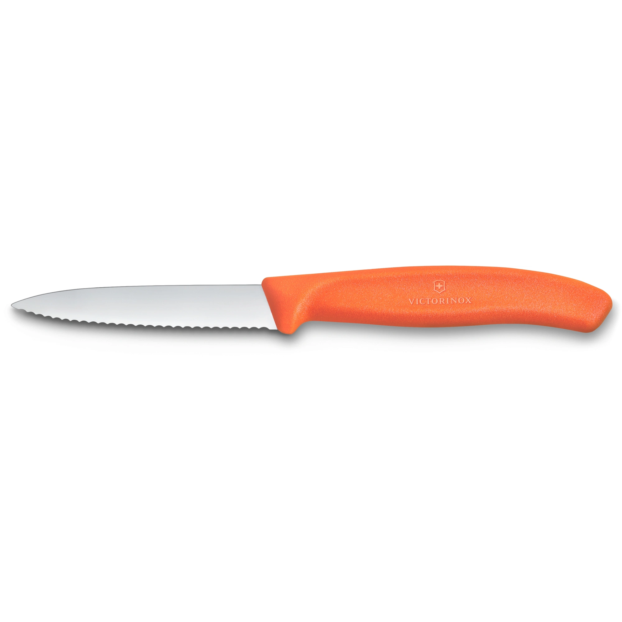 Нож кухонный Victorinox Swiss Classic (6.7639. C1) стальной универсальный для чистки овощей и фруктов лезв.80мм серрейт. заточка оранжевый