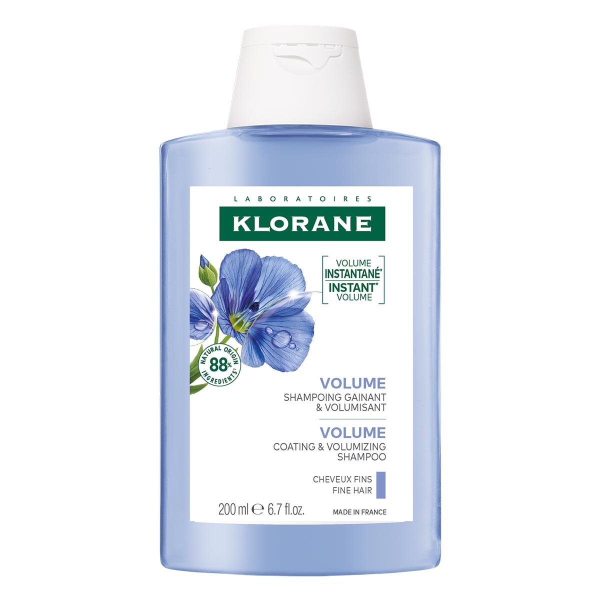 Шампунь Klorane, льняное волокно, для объема волос, без сульфатов, 200мл