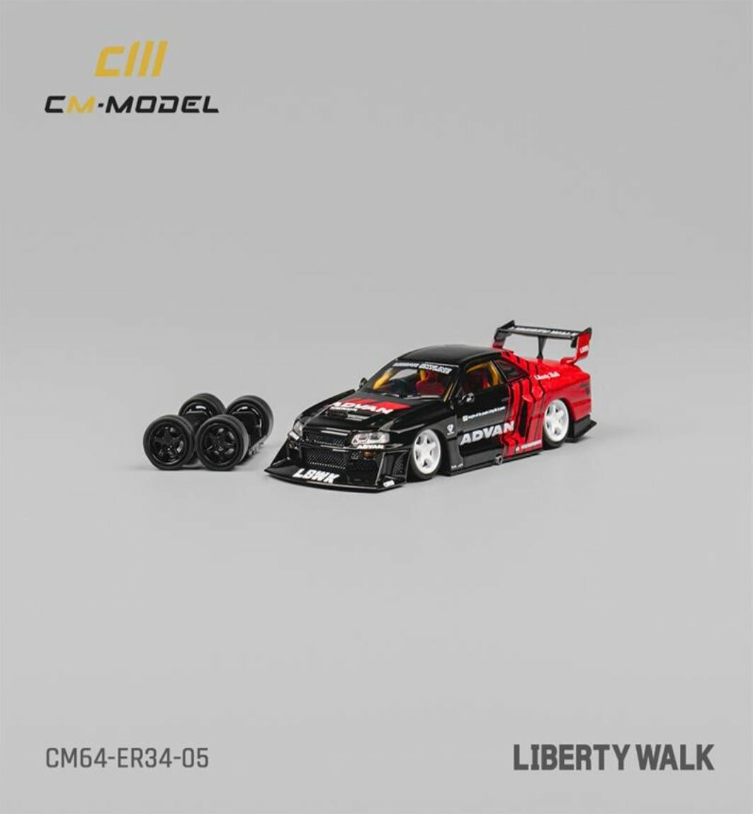 Коллекционная машинка CM MODEL 1:64 Nissan LBWK ER34 Advan