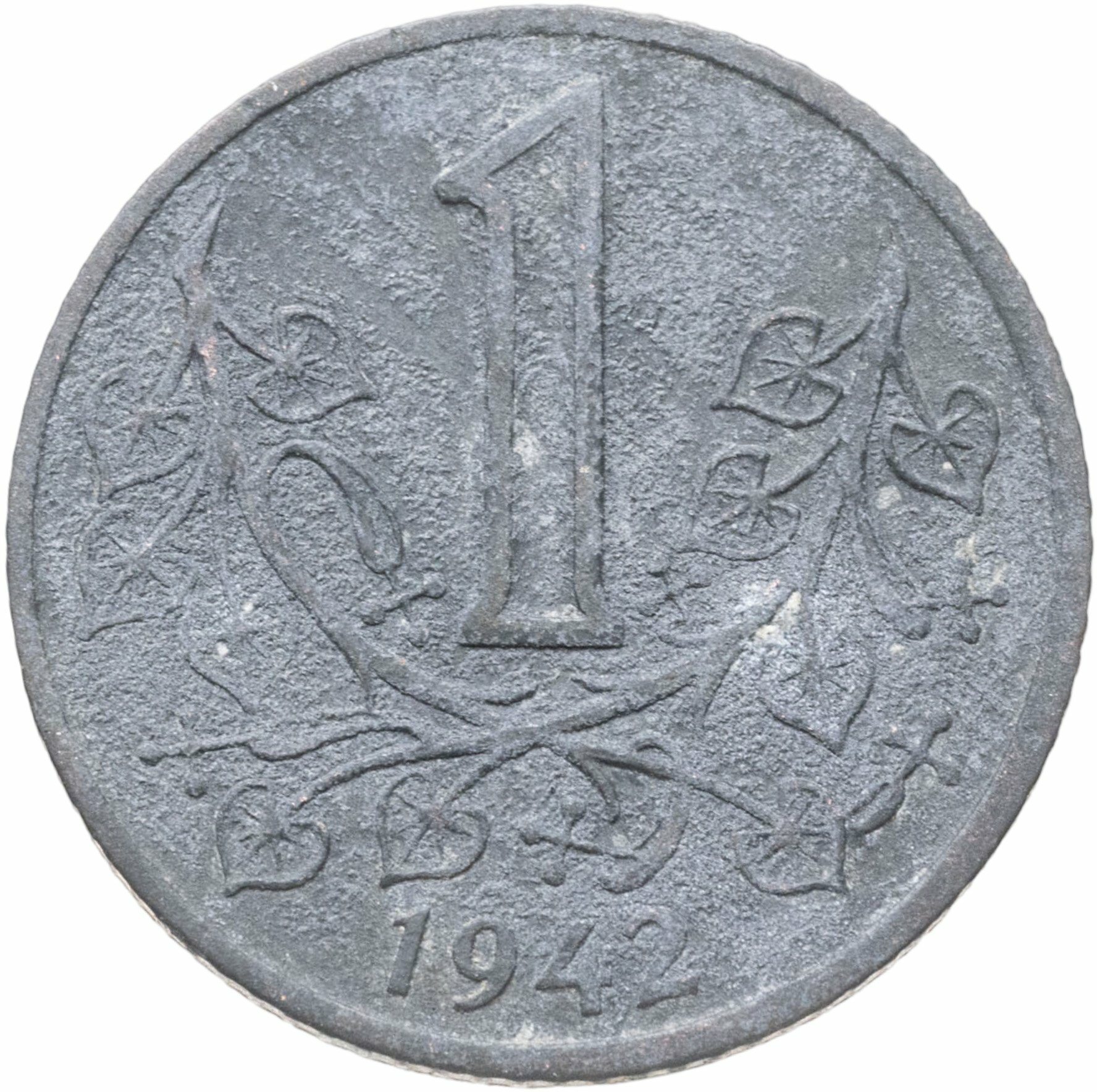 Богемия и Моравия 1 крона 1942, Цинк, в сохранности VF