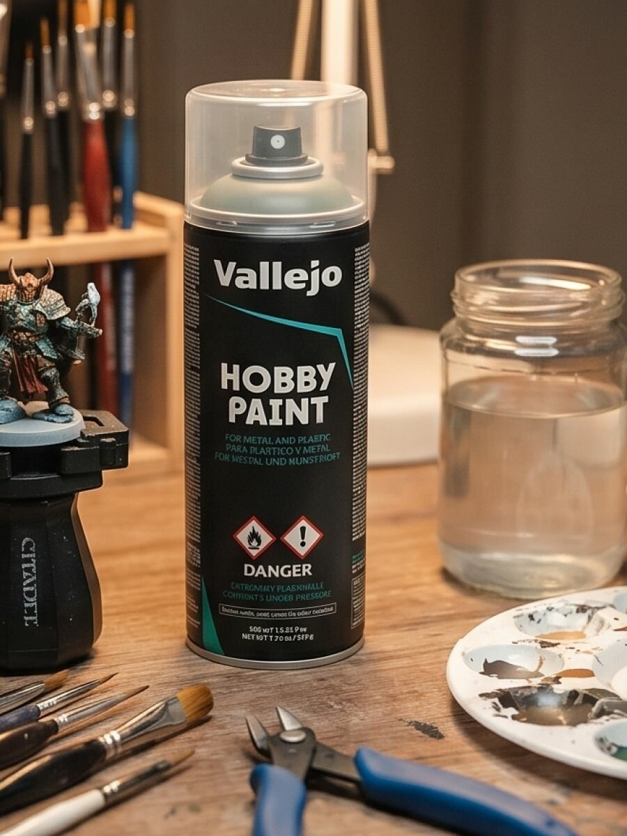 Аэрозольная грунтовка Vallejo серии Aerosol - Sick Green (400 мл)