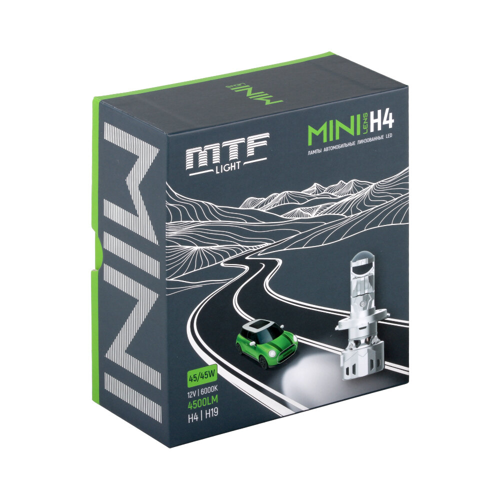 Светодиодные линзы MTF Light серии MiniLENS H4, 12V, 45W/45W, 6000K