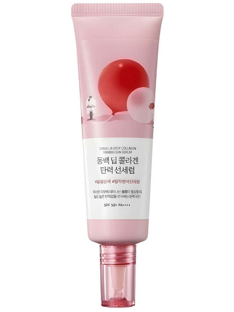 Солнцезащитная cыворотка Round Lab Camellia Deep Collagen Firming Sun Serum SPF50+, 50 мл