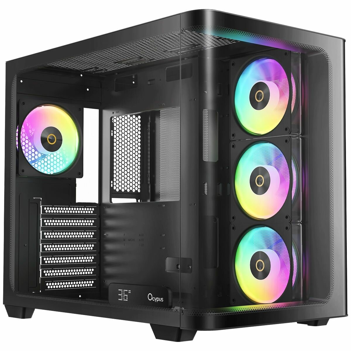 Корпус для ПК Ocypus Iota C70 BK Curve ARGB Digital, Middle Tower, ATX, Черный (Iota-C70-BKD400CD-GL)