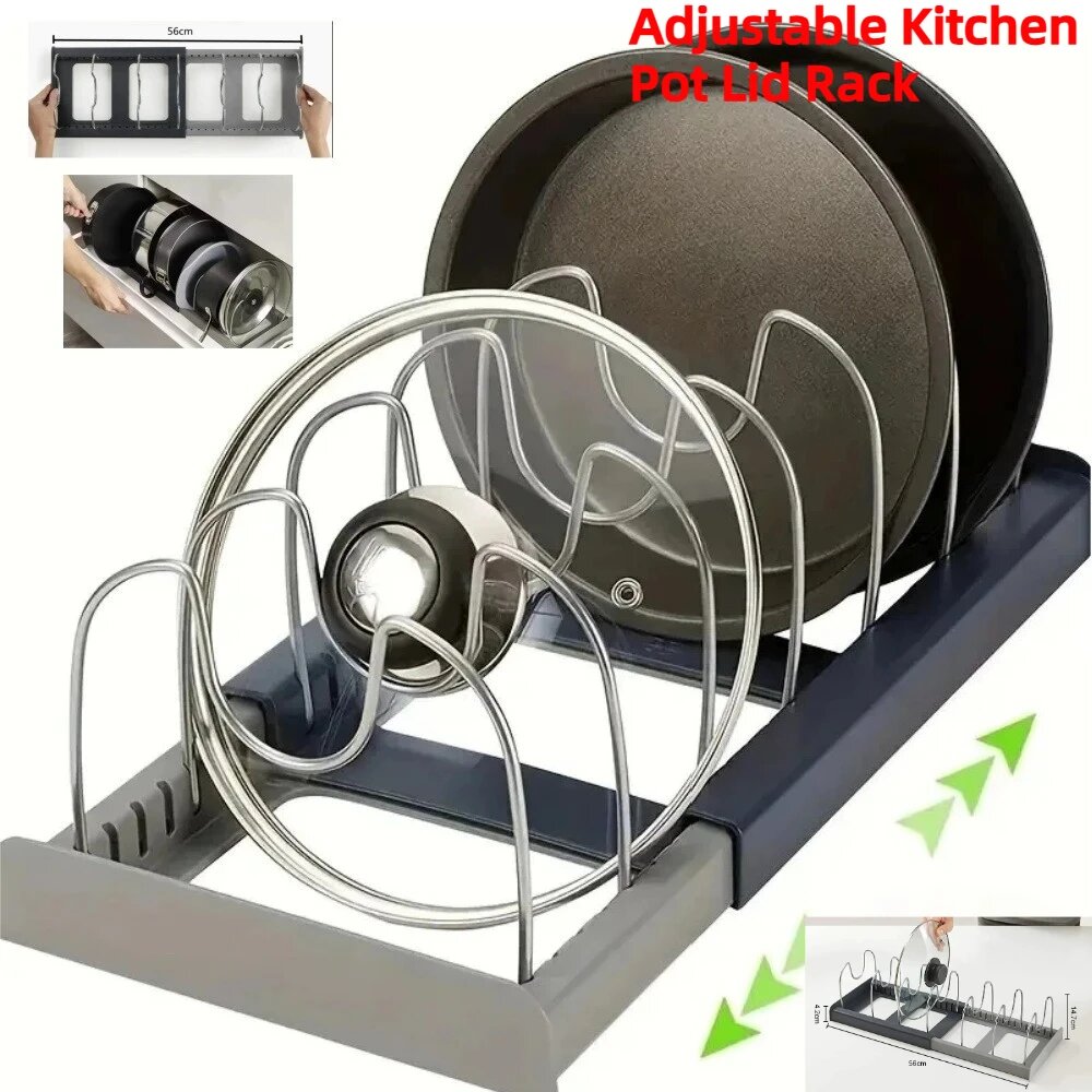 Органайзер для крышек раздвижной, 7pcs-black-a
