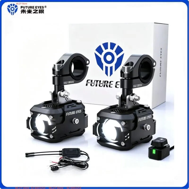 Future Eyes Лампа автомобильная B2.4W, 2 шт. арт. F150, LED ближний и дальний белый свет, 4 поколение, проводной выключатель, черный