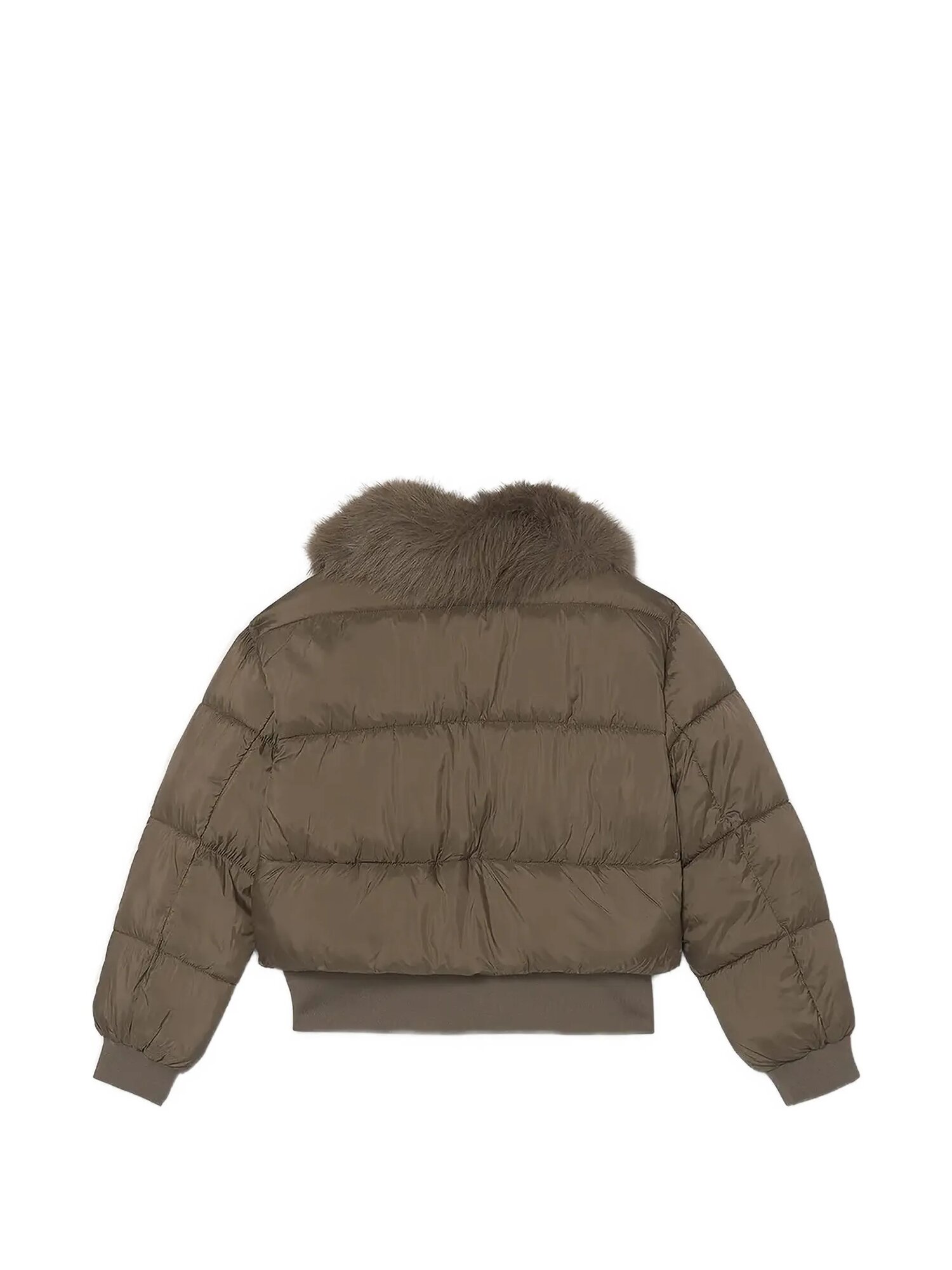 Куртка Mayoral Faux-fur collar padded jacket, размер 15 лет, коричневый/серый/оранжевый — фото 1